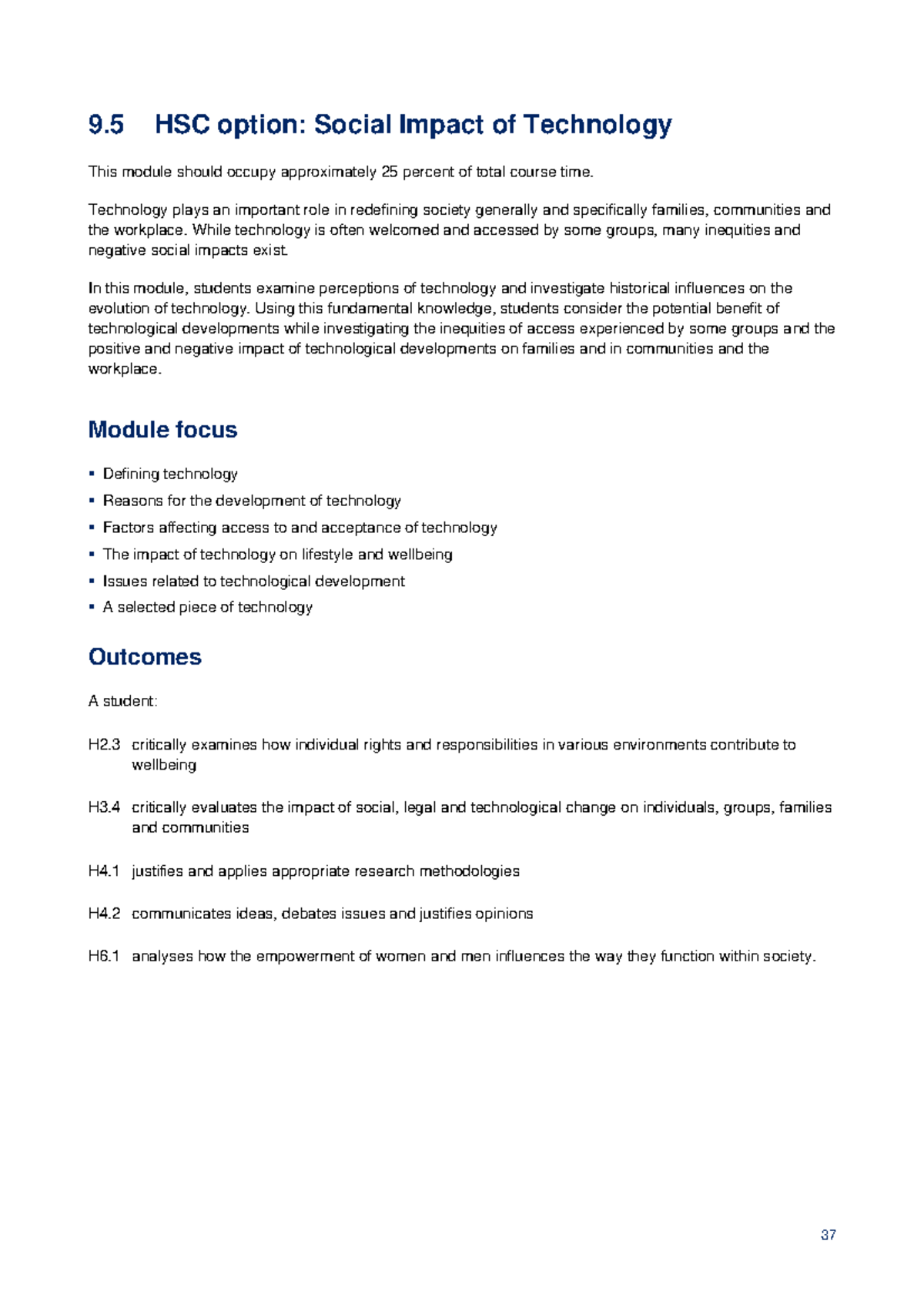 HSC 9: Social Impact of Technology Syllabus Overview and Insights - Studocu