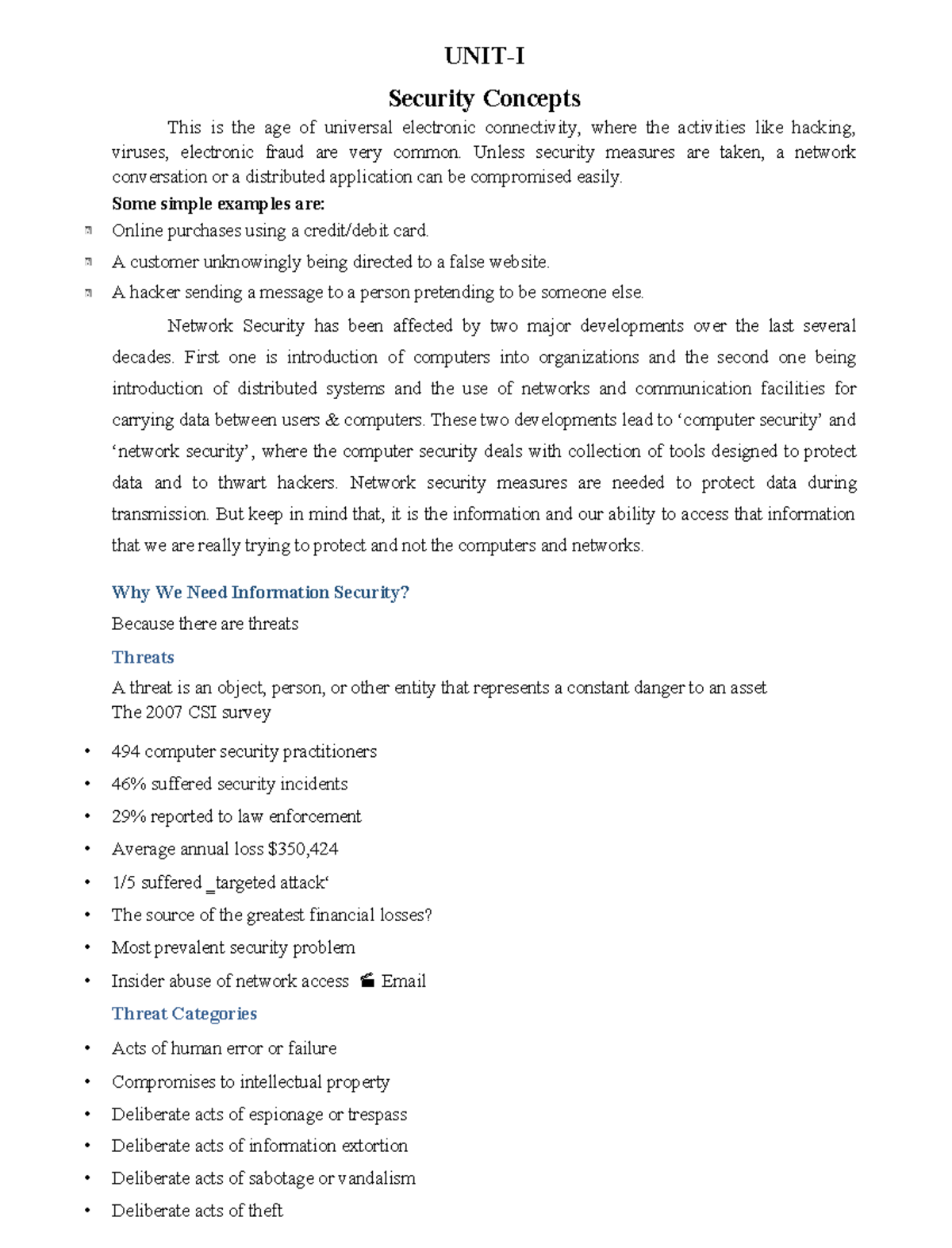 CNS-Module-1: Comprehensive Security Concepts and Measures - Studocu