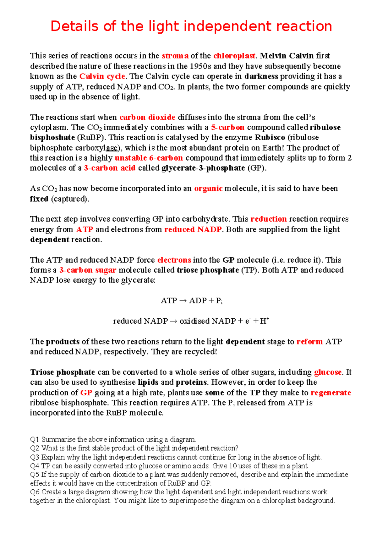 Calvin Cycle Details: Light Independent Reactions Explained (Bio101 ...