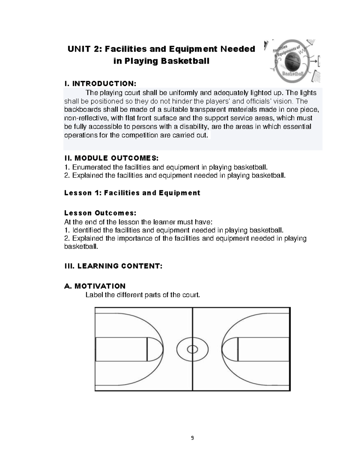 Module-2 - ............... - UNIT 2: Facilities and Equipment Needed in ...