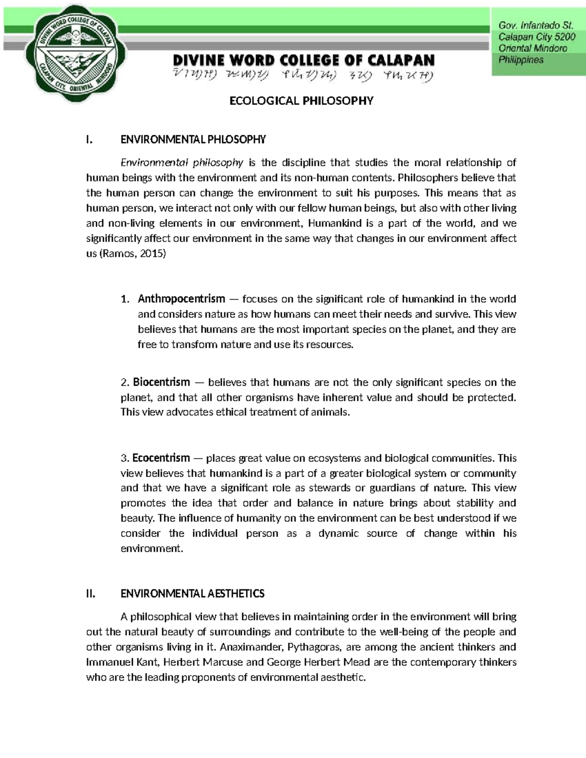 ECO 101: Environmental Philosophy and Sustainable Development Insights ...