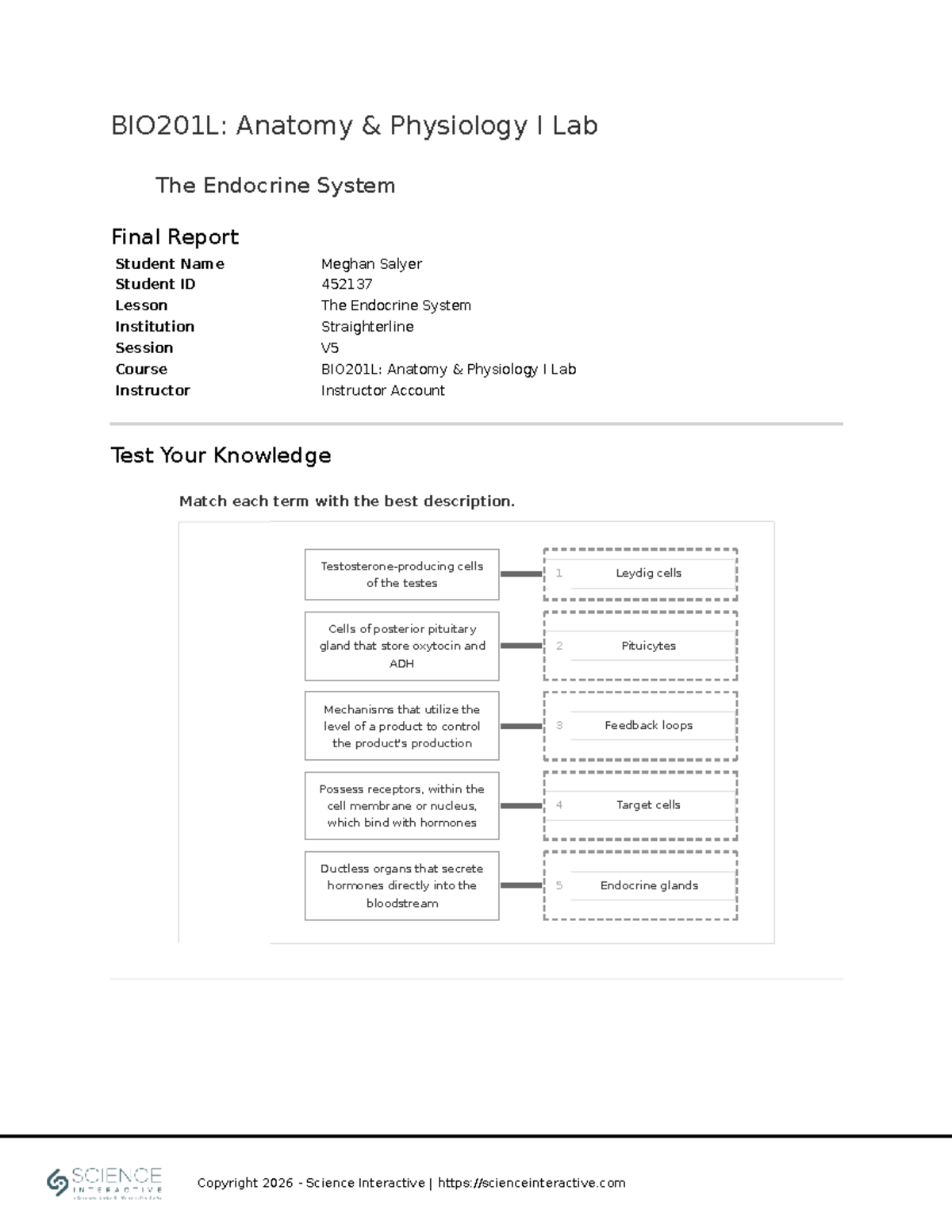 BIO201L: Anatomy Physiology I Lab Final Report on The Endocrine System ...