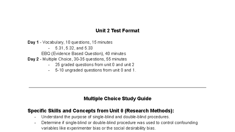 DALY-PSYCH - Unit 2 Test Study Guide: Cognition & Memory Concepts - Studocu