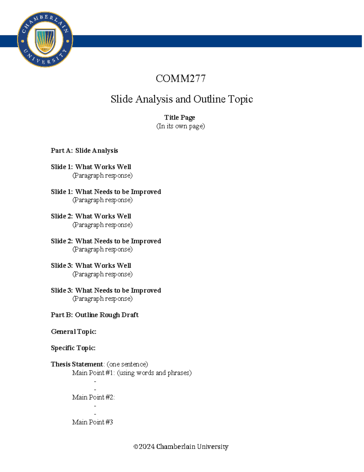 COMM277 Slide Analysis & Outline Template Assignment - Studocu