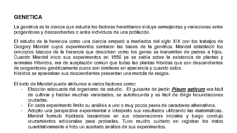 GENÉTICA - Apuntes de Herencia y Cruces Genéticos - Studocu