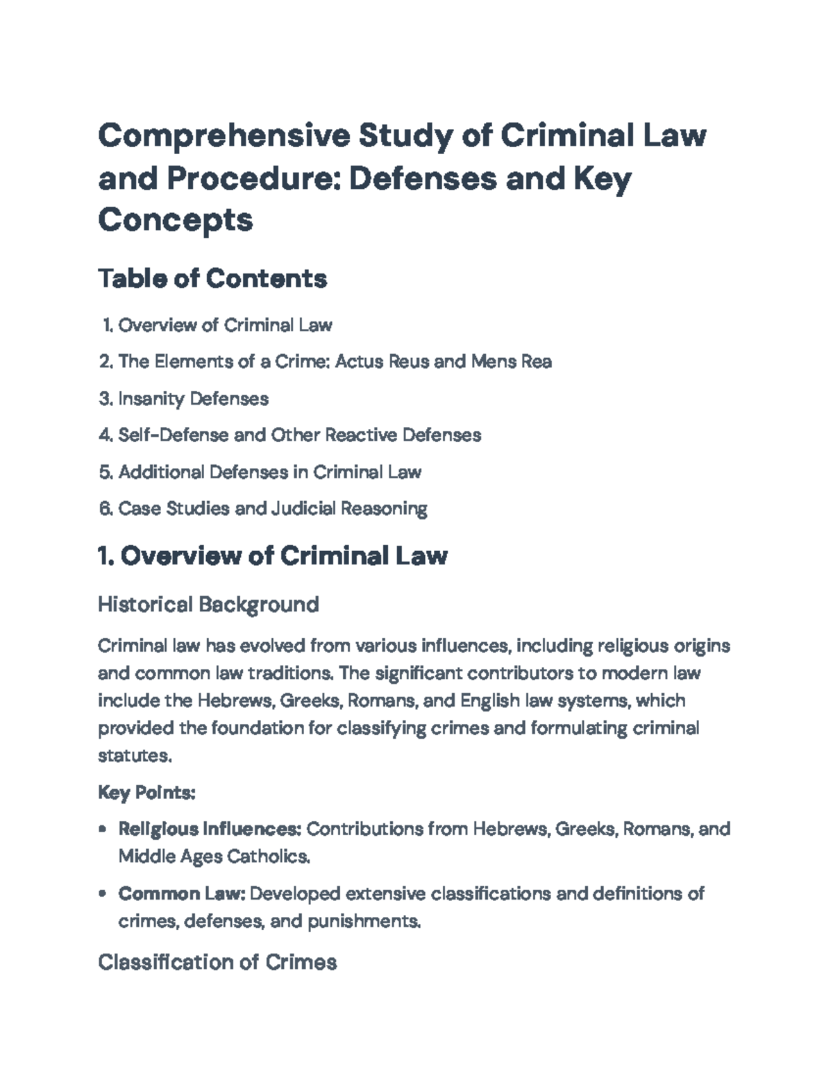 Comprehensive Overview of Criminal Law and Defenses: Key Concepts ...