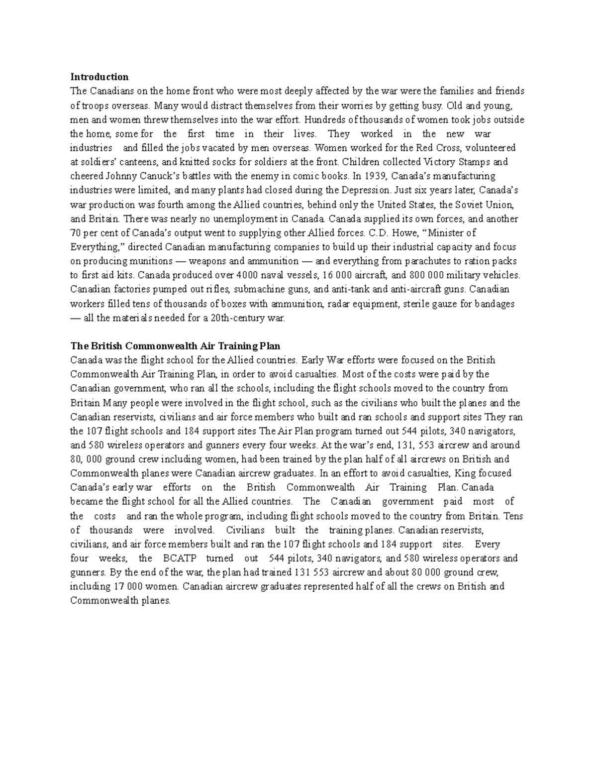 History Chapter 10 Lesson - Introduction The Canadians on the home ...