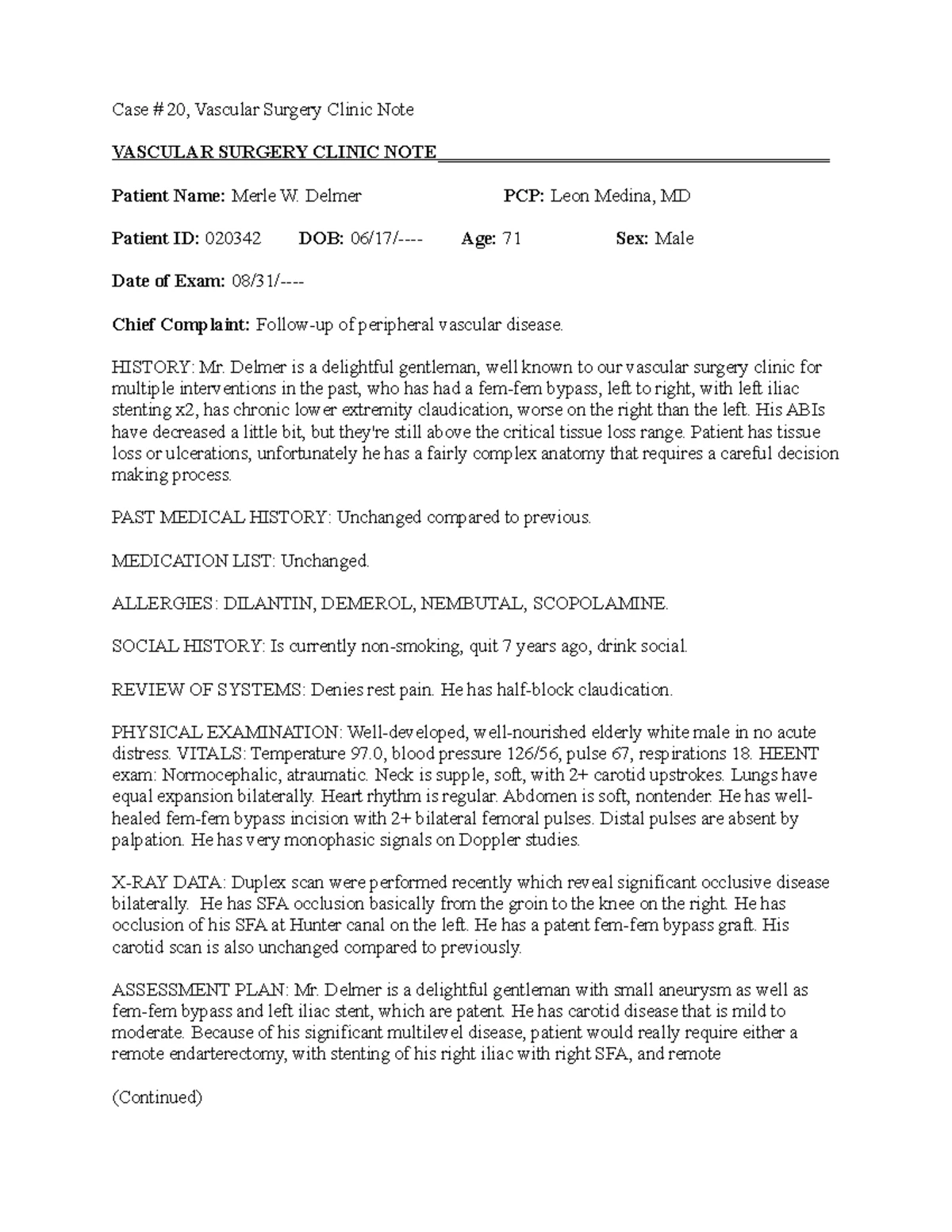 Assignment 9 - Medical Transcription - Report 13, Internal Medicine ...