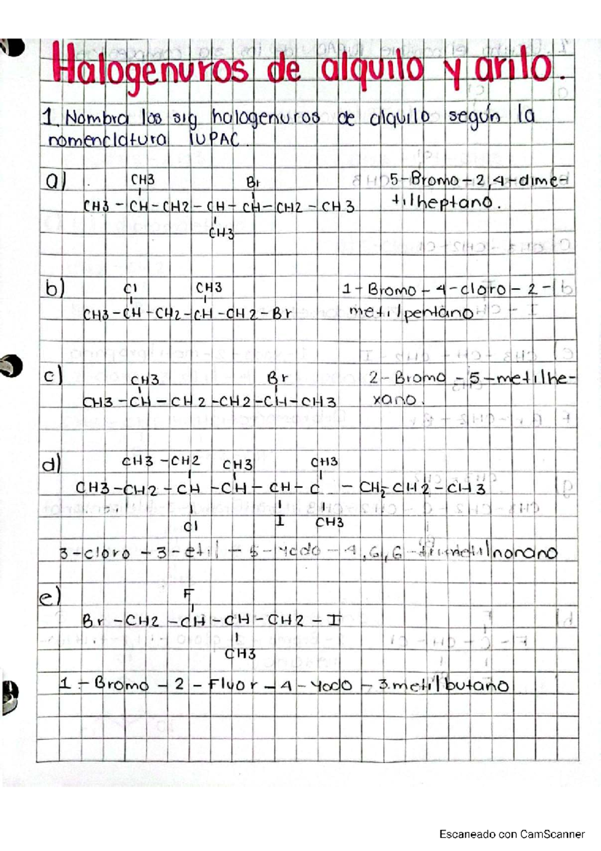 Halogenuros de Alquilo y Aroilo I: Nomenclatura IUPAC - Studocu