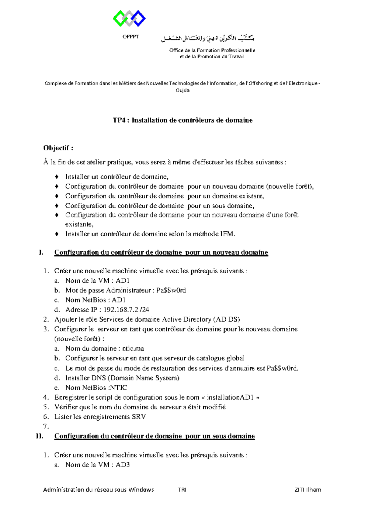 TP4 Installation-CD - Admin Windows - Complexe de Formation dans les Métiers des Nouvelles - Studocu