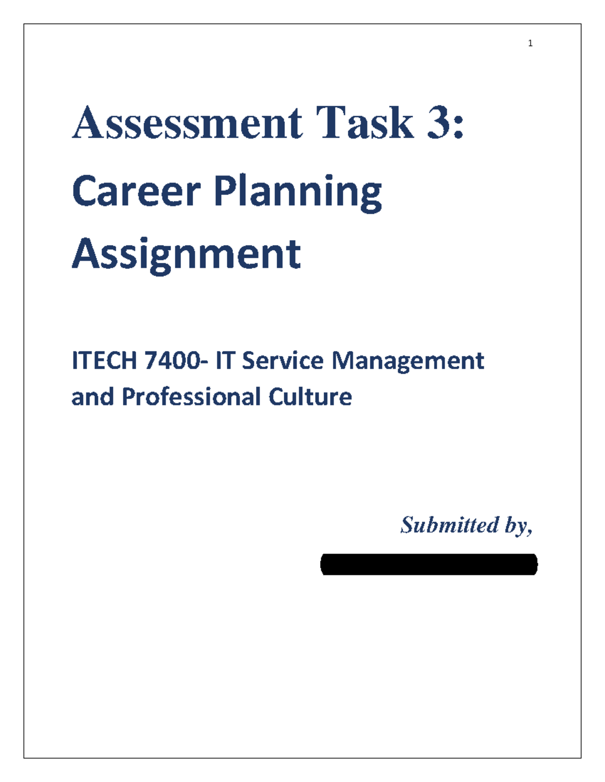 03 itech 7400 example 1 - 2021-05 - Assessment Task 3: Career Planning ...