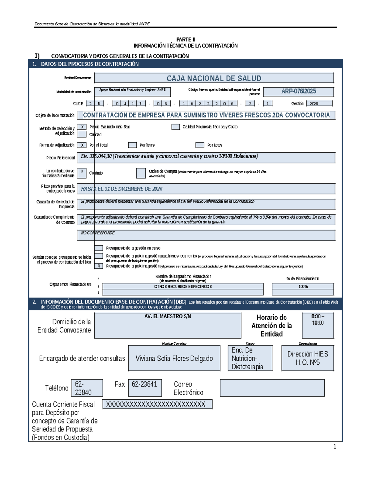 Documento Base de Contratación ANPE - Suministro de Viveres 2025 - Studocu