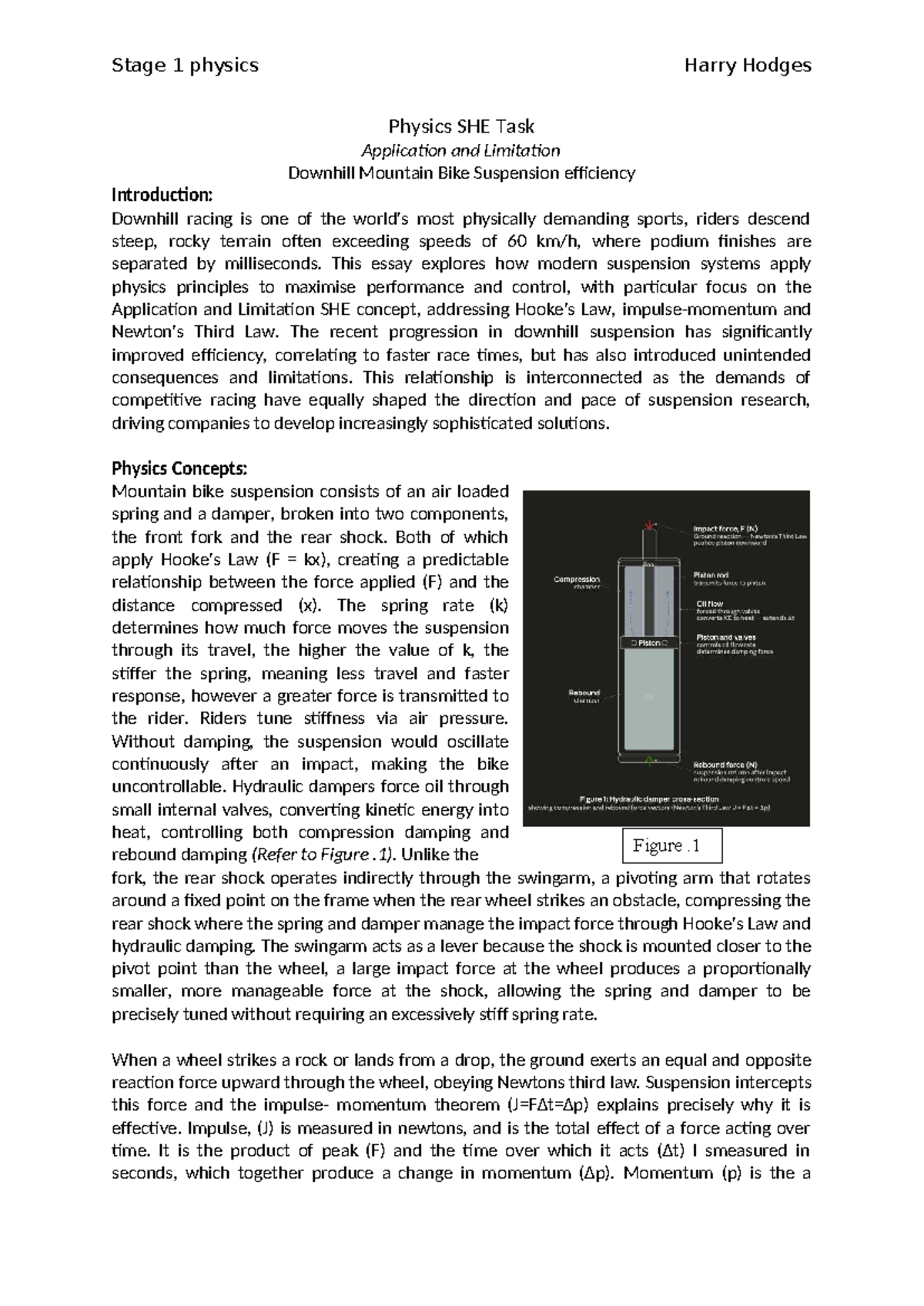 Stage 1 Physics SHE Task: Application & Limitations of Downhill Bike ...