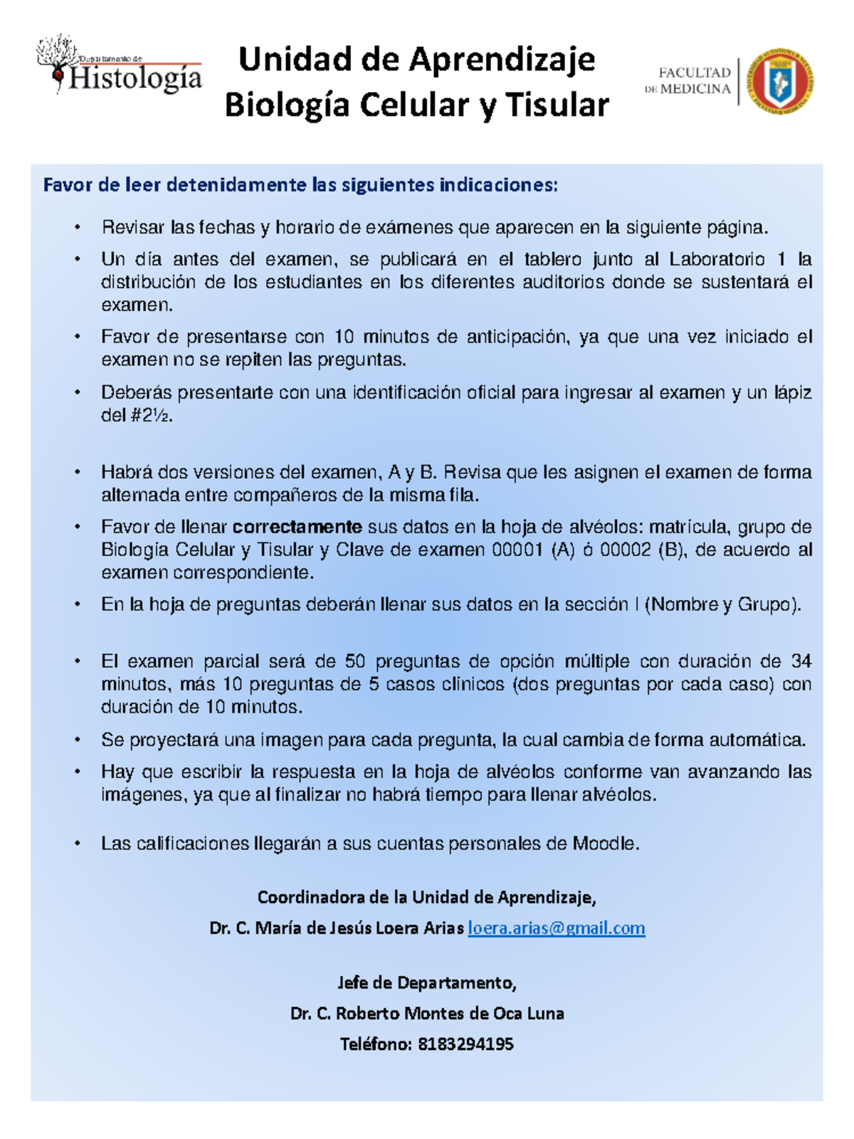 Aviso primer parcial v2 - ####### Favor de leer detenidamente las ...