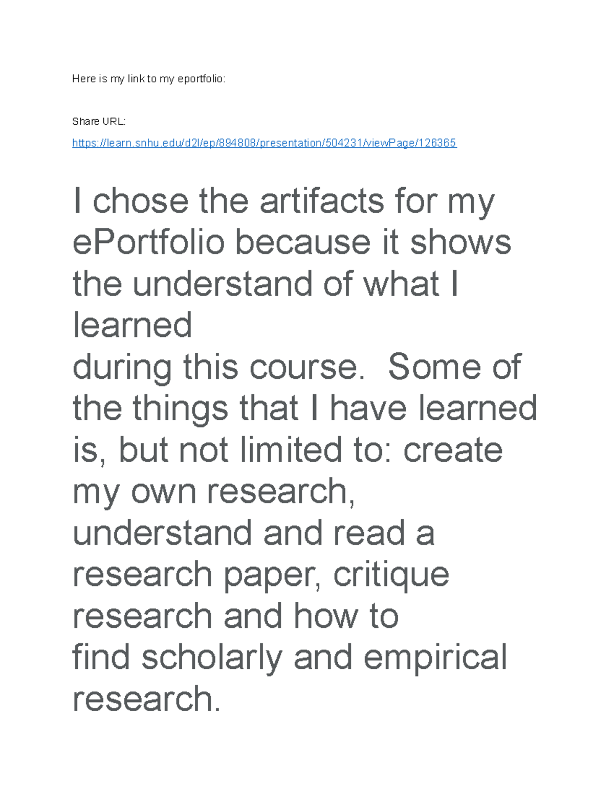 Psychology 222 - 8.4 Eportfolio submission - Here is my link to my ...
