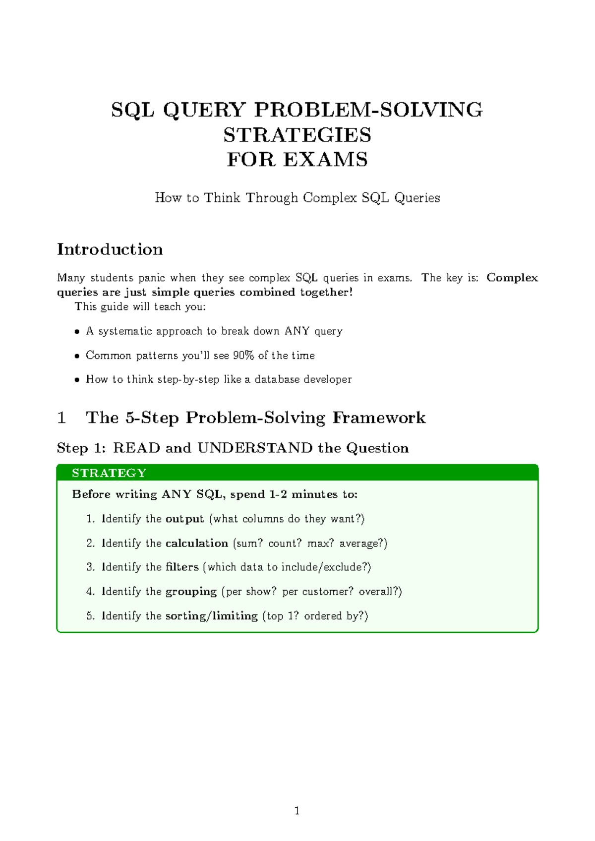 SQL Query Strategies for Exams: AC2040E Guide to Complex Queries - Studocu