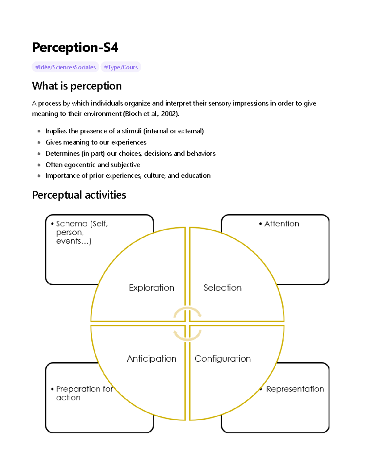 Perception-S4 - Notes de Cours sur la Perception et Cognition - Studocu