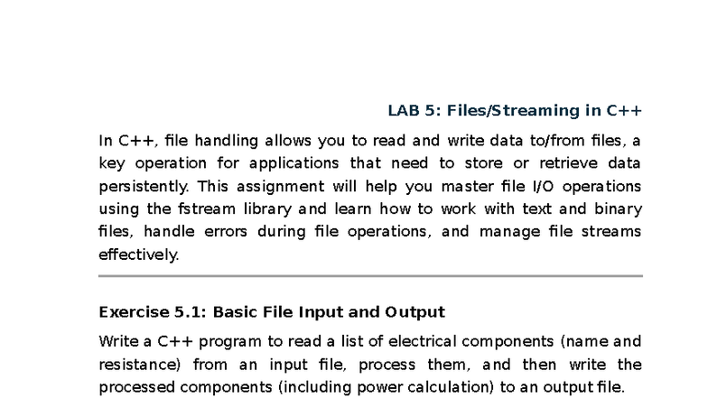 LAB 5: Mastering File Handling with fstream Library - Studocu