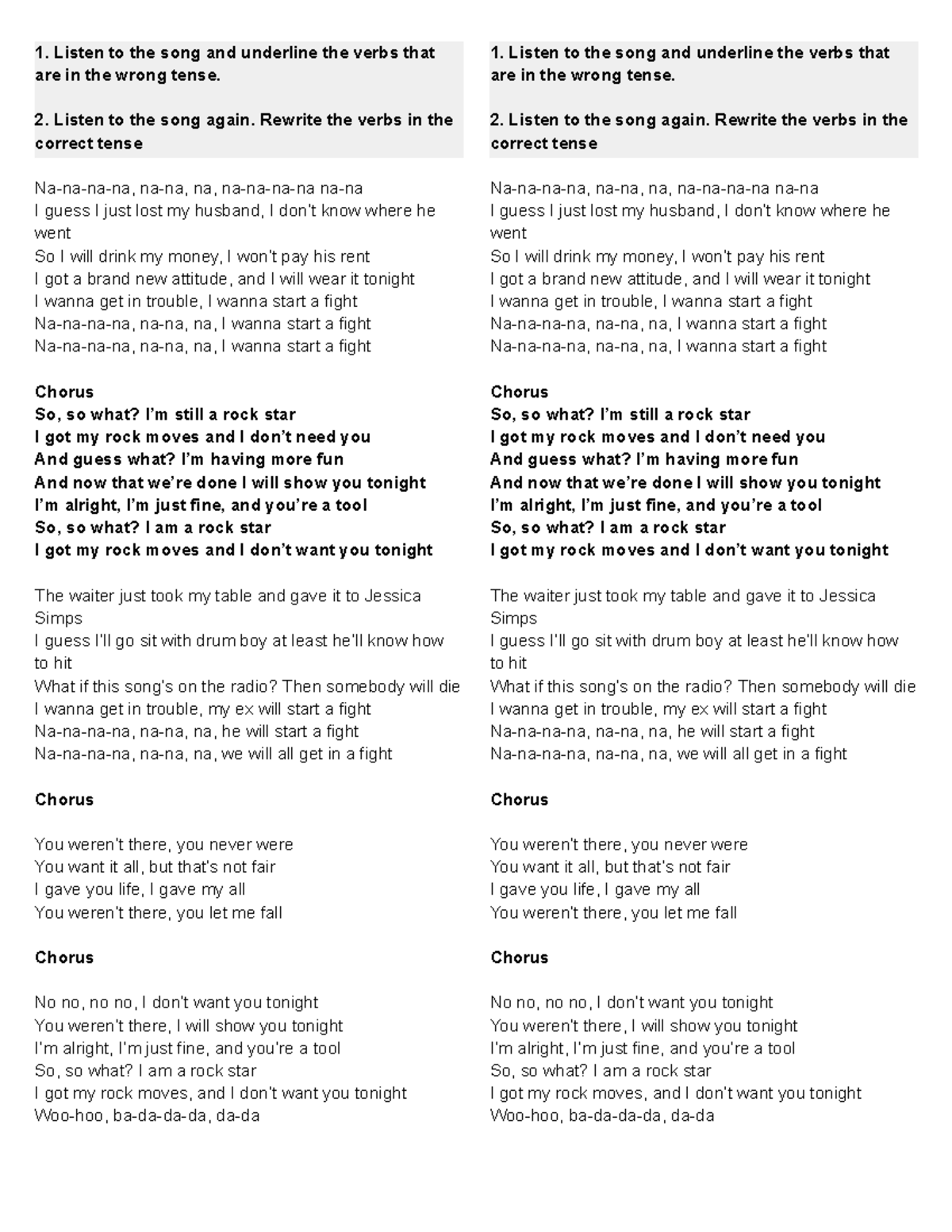 A1 English Practice: "Going to" with Song Worksheet - Studocu