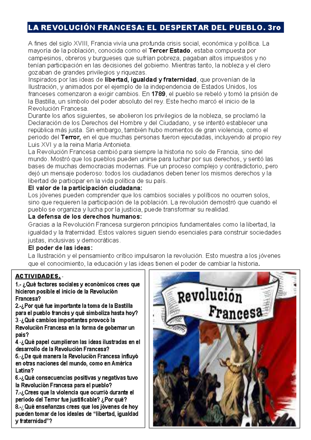 LA REVOLUCIÓN FRANCESA: CAMBIOS Y ENSEÑANZAS 3ro A - Studocu