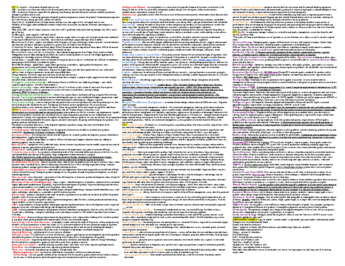 OM 300 Final Exam Study Guide: Key Concepts in Operations Management - Studocu