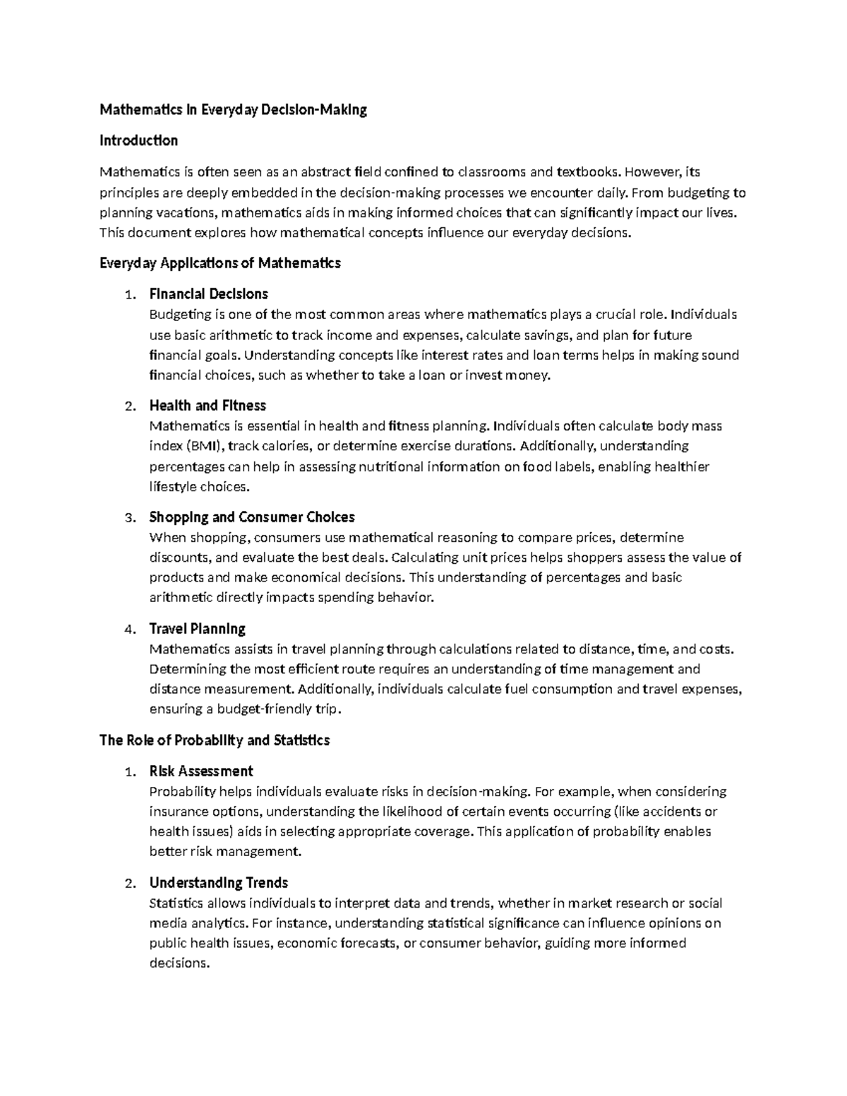 Mathematics in Everyday Decision - Mathematics in Everyday Decision ...