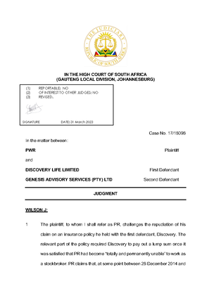 Draft Order Example - IN THE HIGH COURT OF SOUTH AFRICA (GAUTENG ...