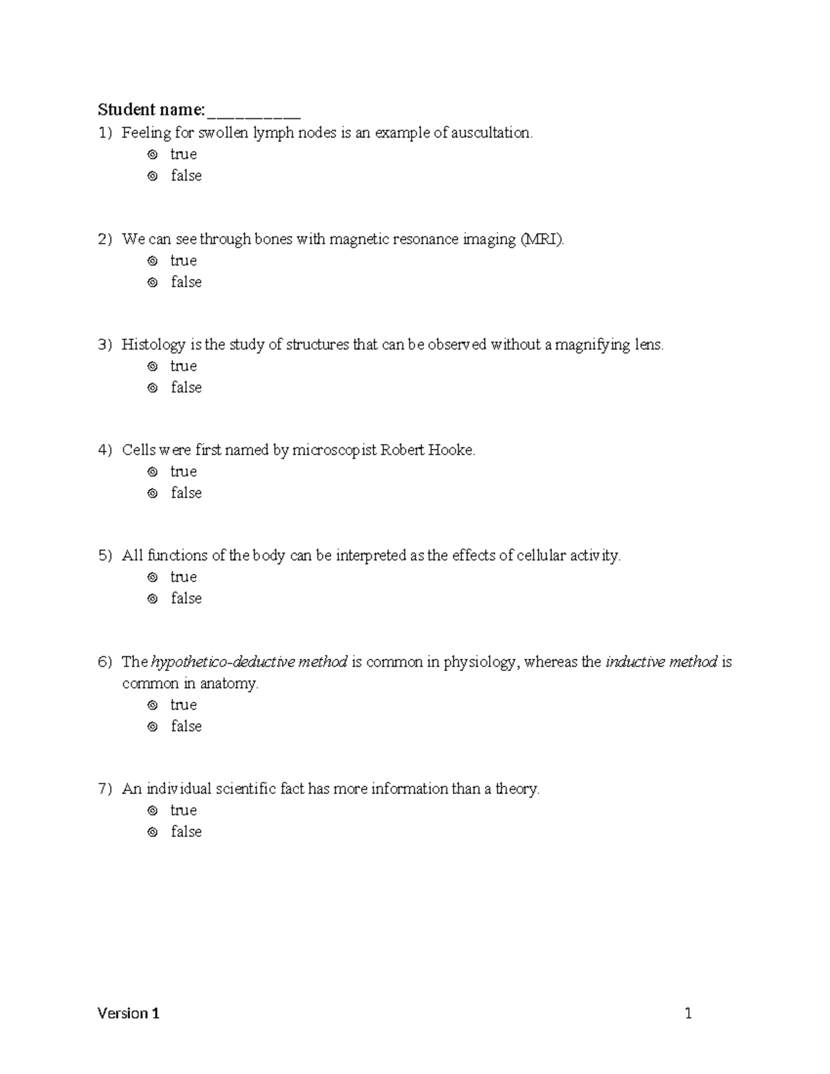 Saladin 10e Ch01 - Lecture Quiz on Human Anatomy Concepts - Studocu