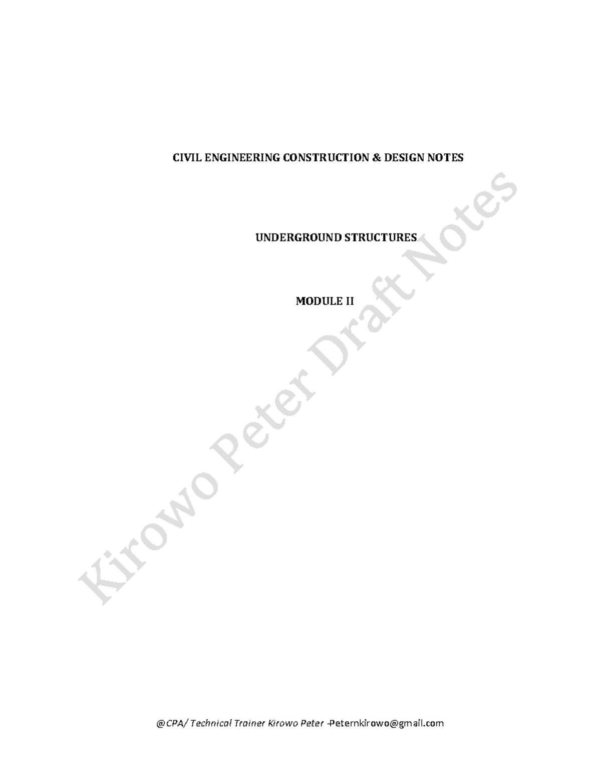 CIVIL ENGINEERING 2024: Underground Structures Design Notes - Studocu