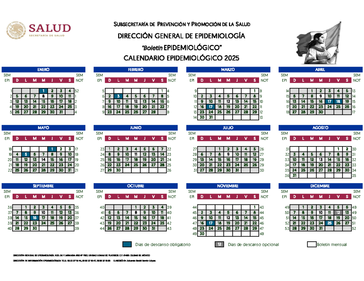 Calendario Epidemiológico 2025 - Subsecretaría de Salud - Studocu