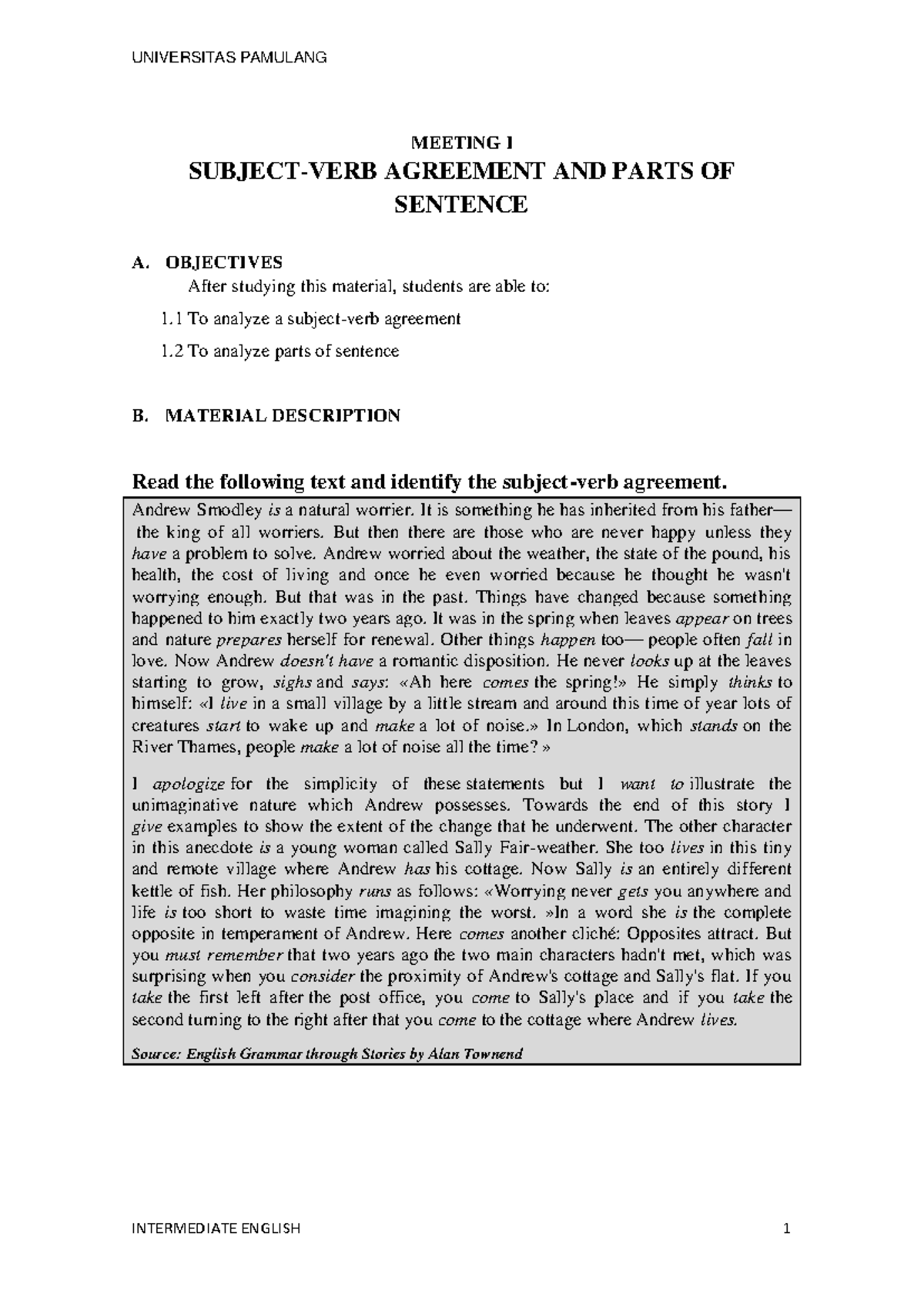 English 2-01: Subject-Verb Agreement and Sentence Structure Notes - Studocu