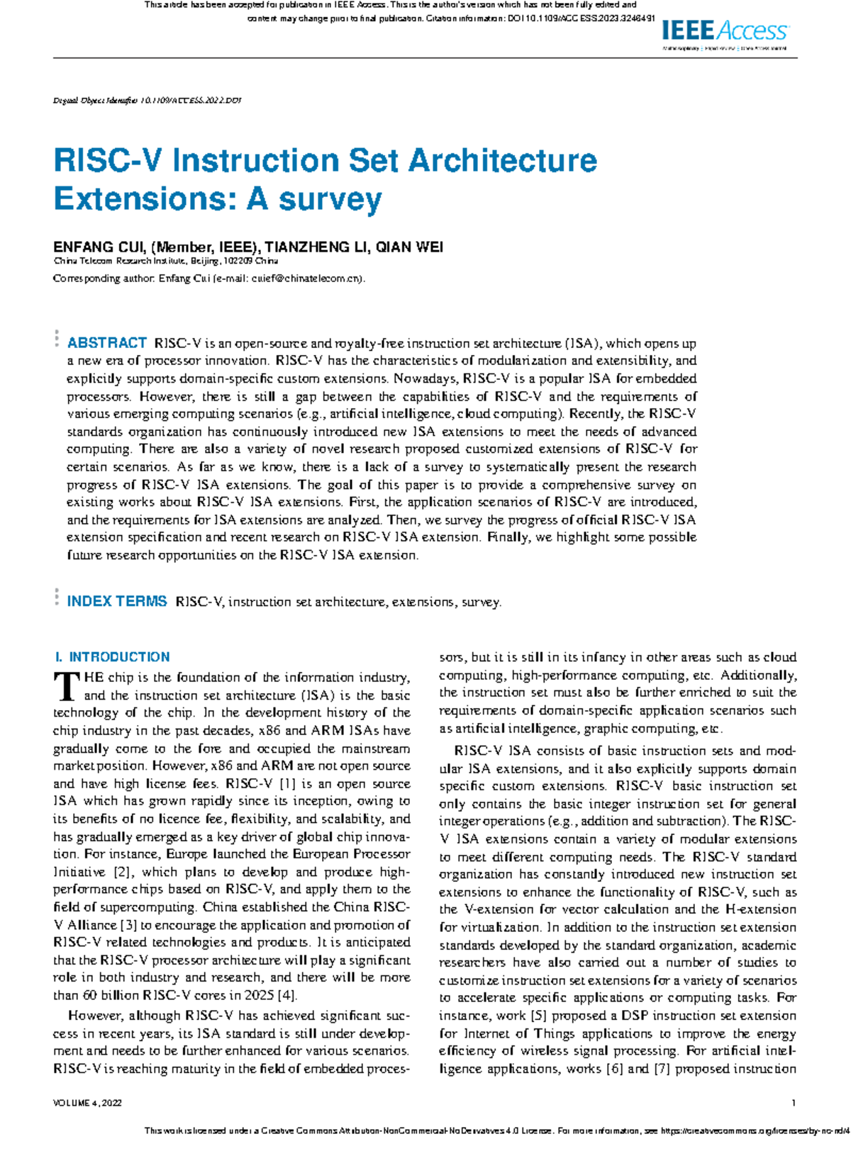 RISC-V ISA Extensions: A Comprehensive Survey on Innovations - Studocu