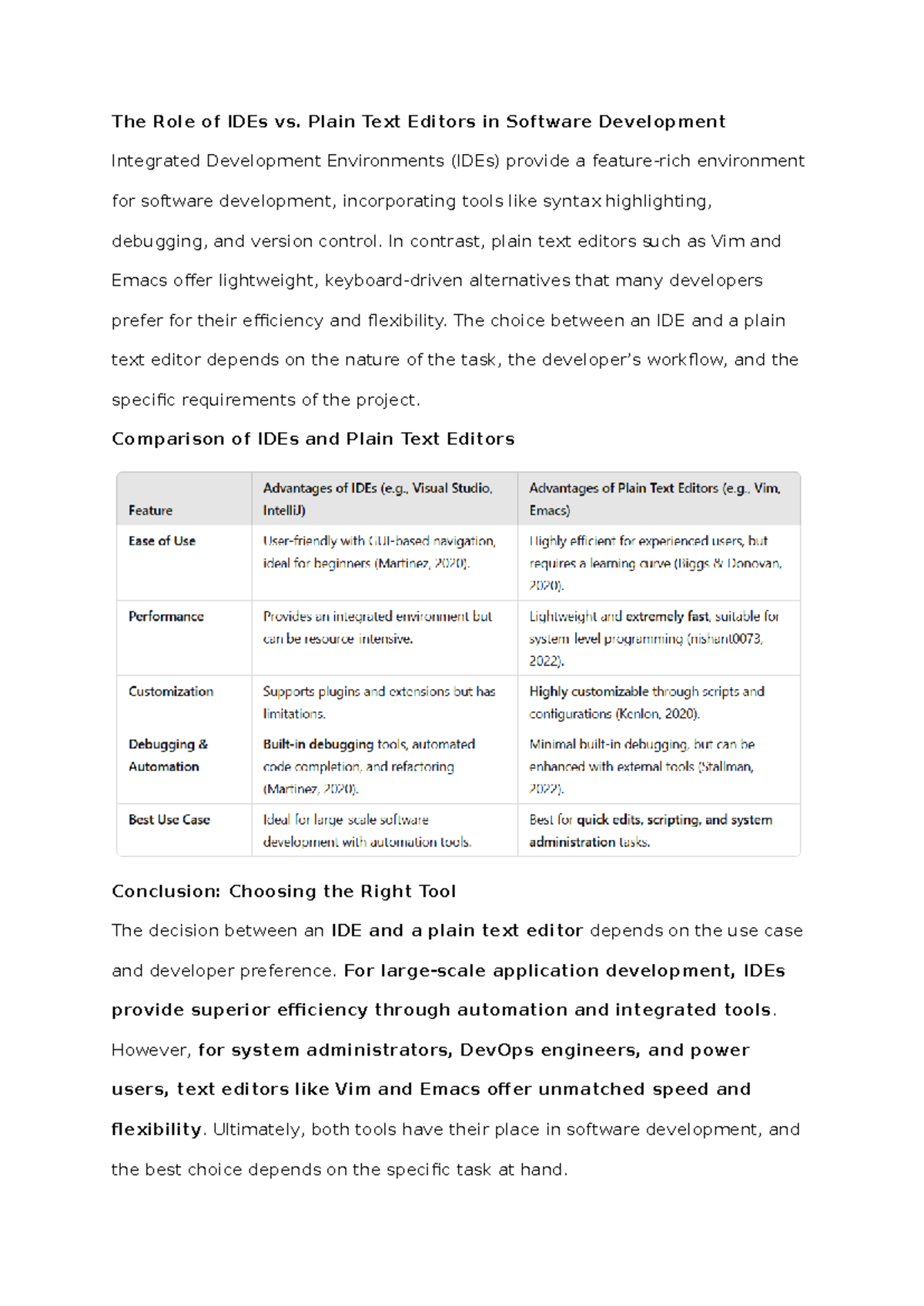 DF CS 3307 Unit 4: Comparing IDEs and plain text editors in software ...