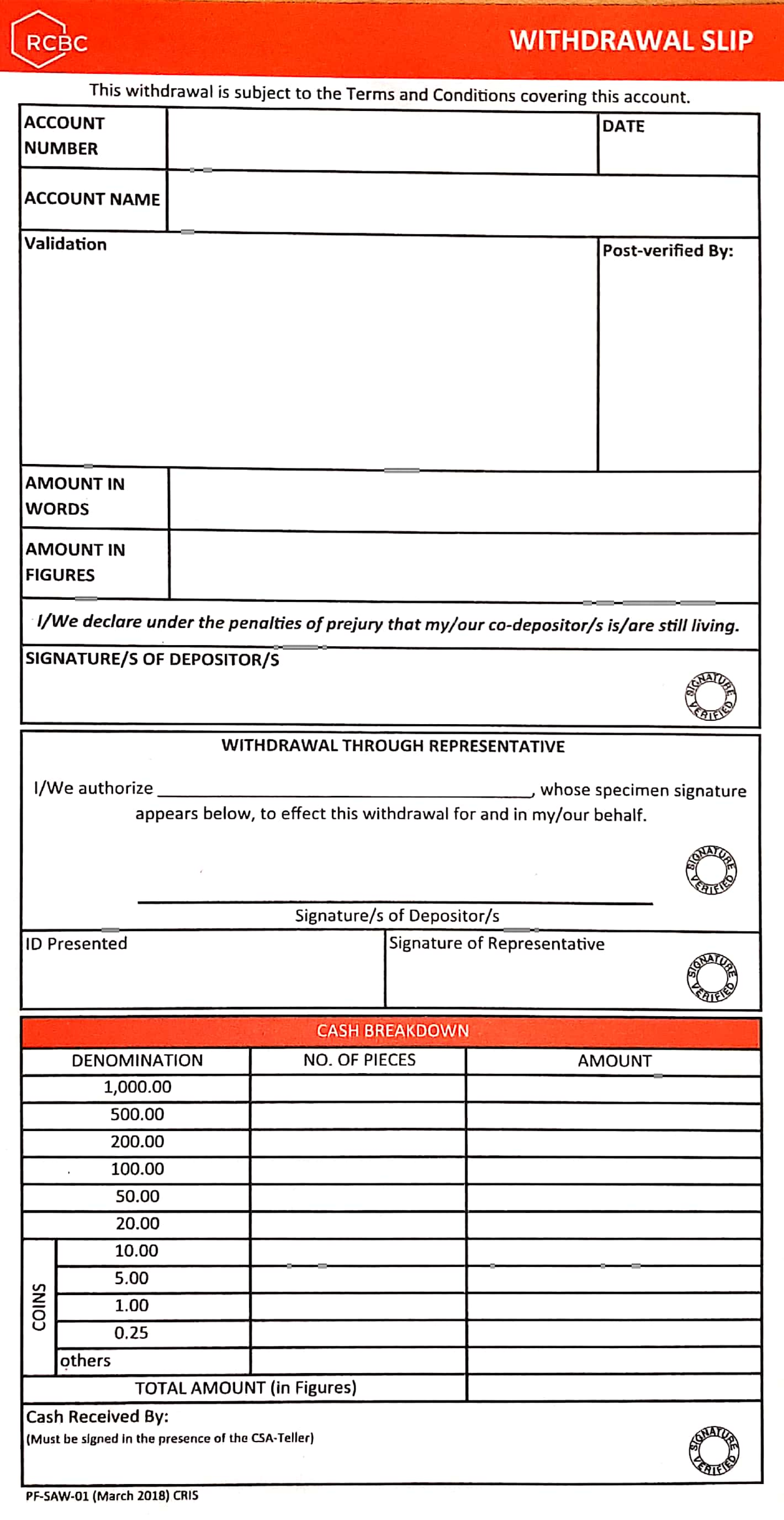 RCBC Withdrawal Slip - Terms and Conditions (March 2018) - Studocu