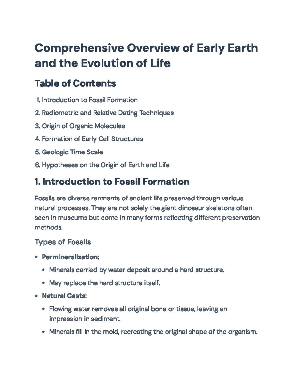 Final Exam Notes: Evolution of Life & Early Earth Study Guide ...