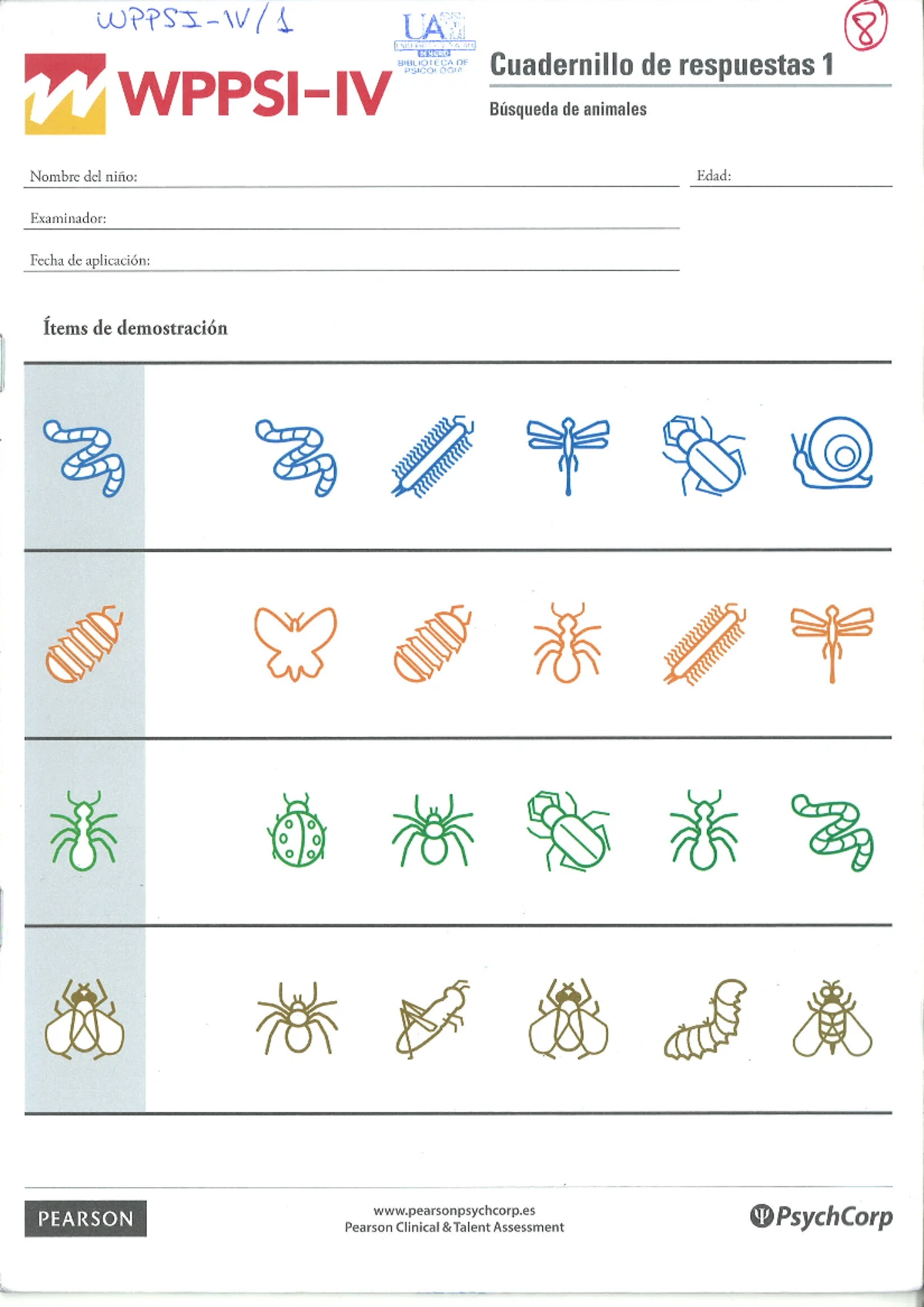 WPPSI IV - Cuadernillo de Respuestas Completo y Actualizado - Studocu
