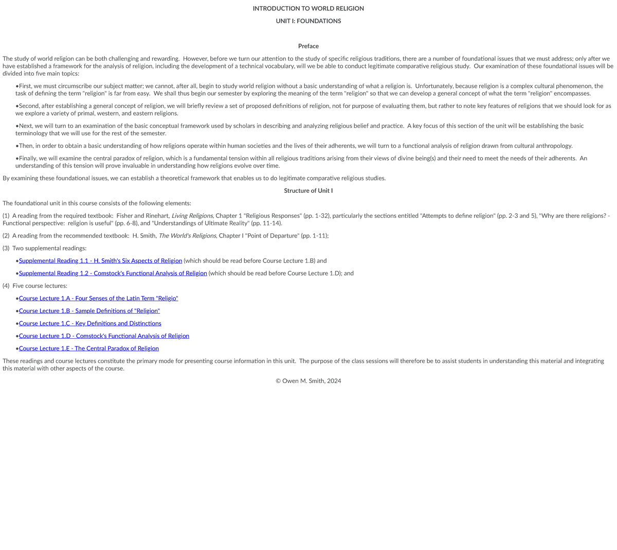 Introduction to World Religion Unit I: Foundations Overview - Studocu
