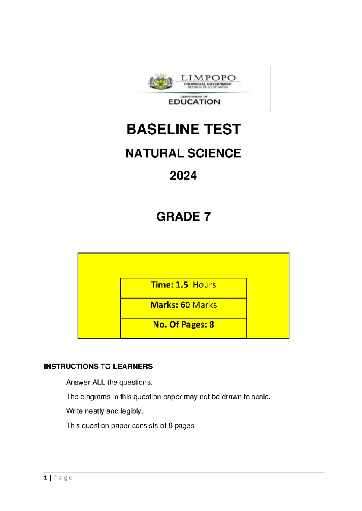 GR5 NST Baseline Test 2024: Energy, Safety, and Fossils - Studocu