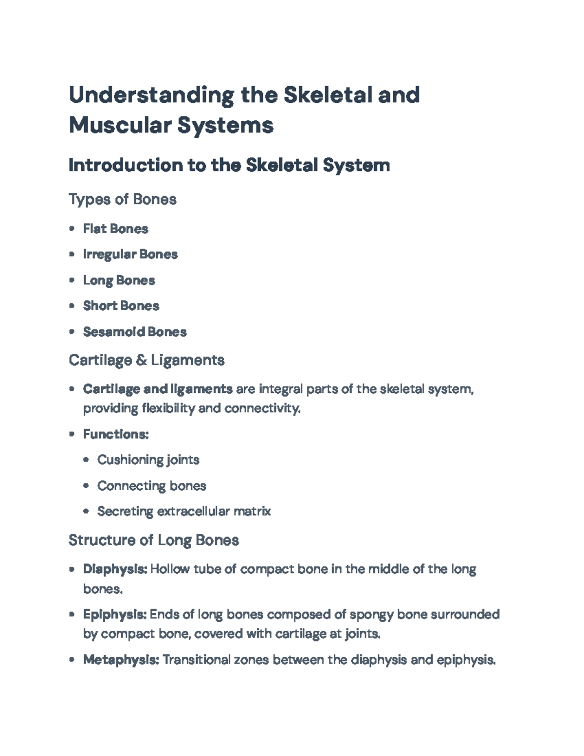 Skeletal and Muscular Systems Overview: Structure and Function ...
