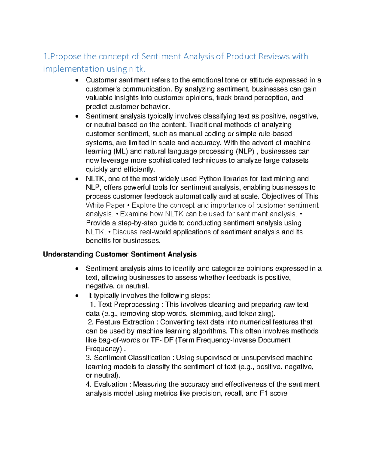 Sentiment Analysis of Product Reviews Using NLTK - Assignment 2 - Studocu
