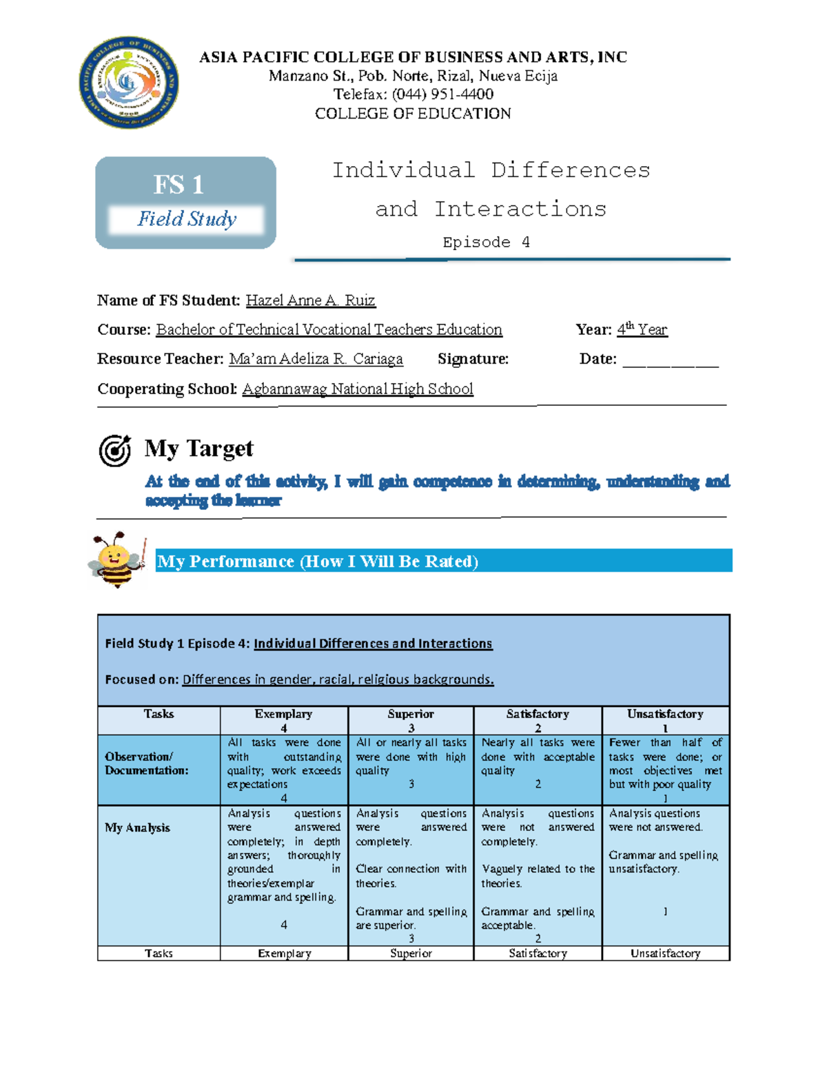 FS1-Episode 4: Individual Differences and Interactions Analysis - Studocu