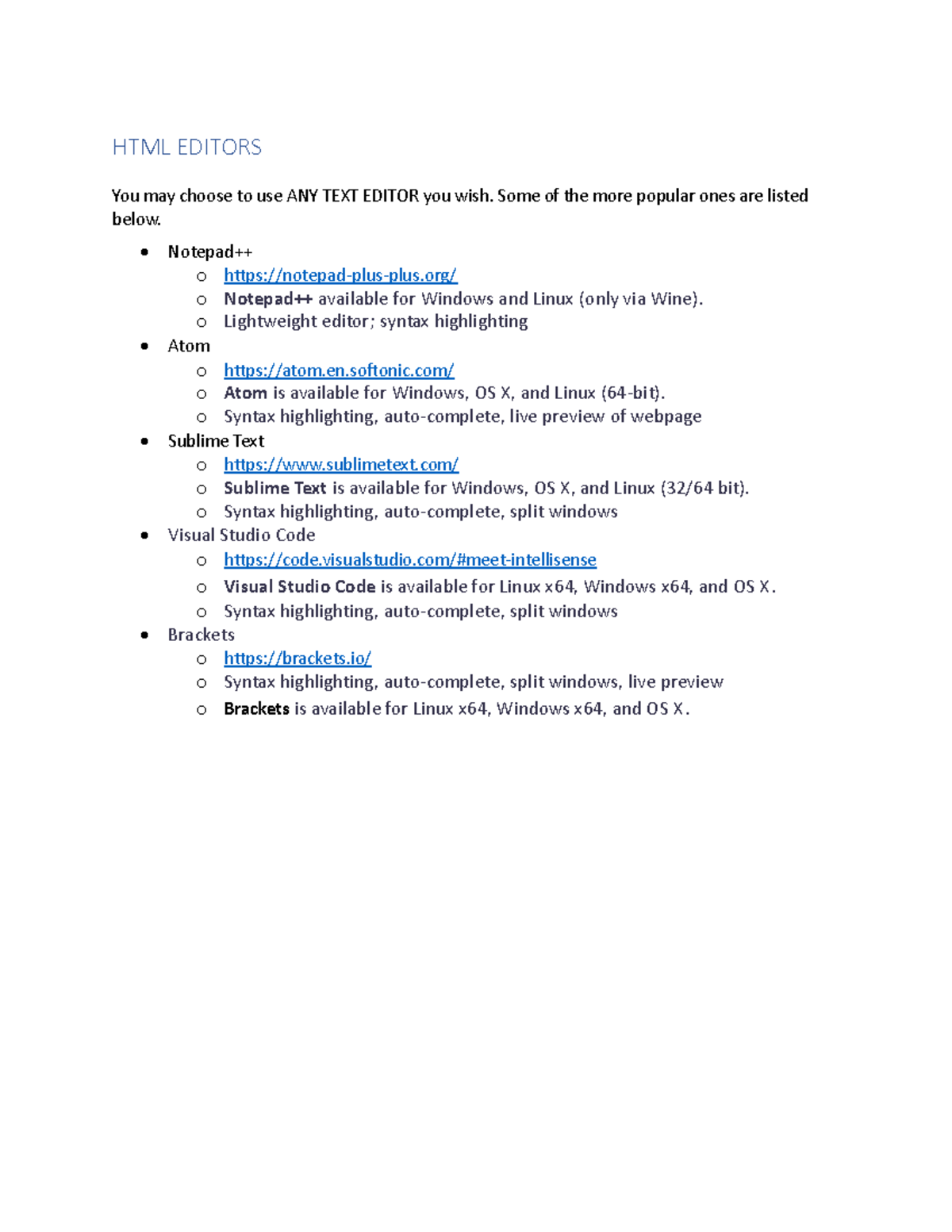 HTML Editors - Practical Guide to Popular Text Editors - Studocu