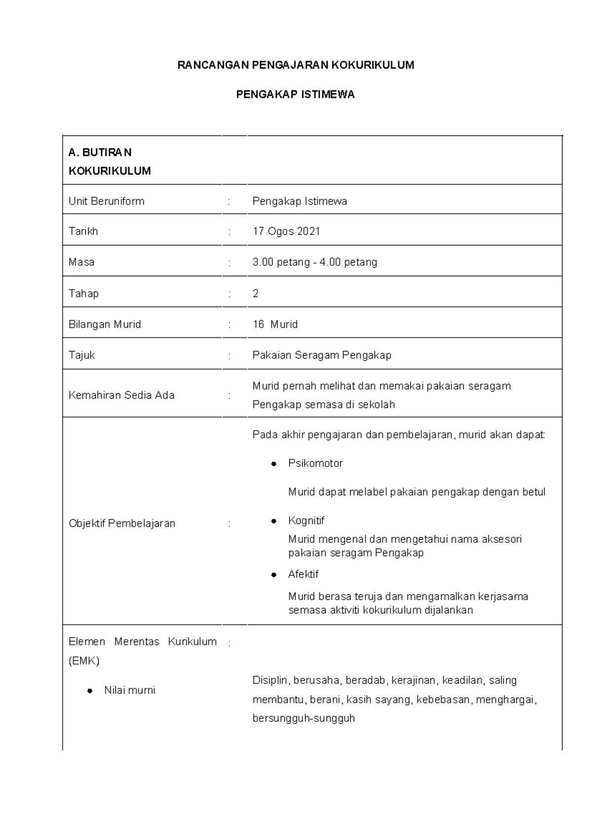 RPH KOKU PR 2 - Rancangan Pengajaran Pengakap Istimewa dan Aktiviti - Studocu
