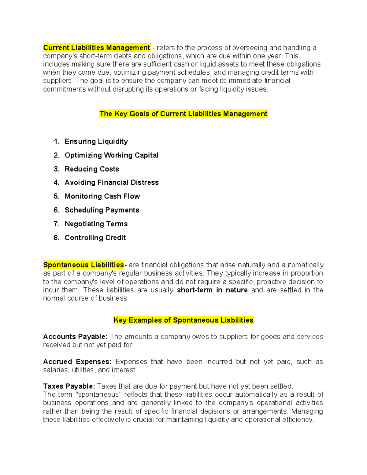 Financial Management for PPT: Current Liabilities & Cash Flow Analysis ...