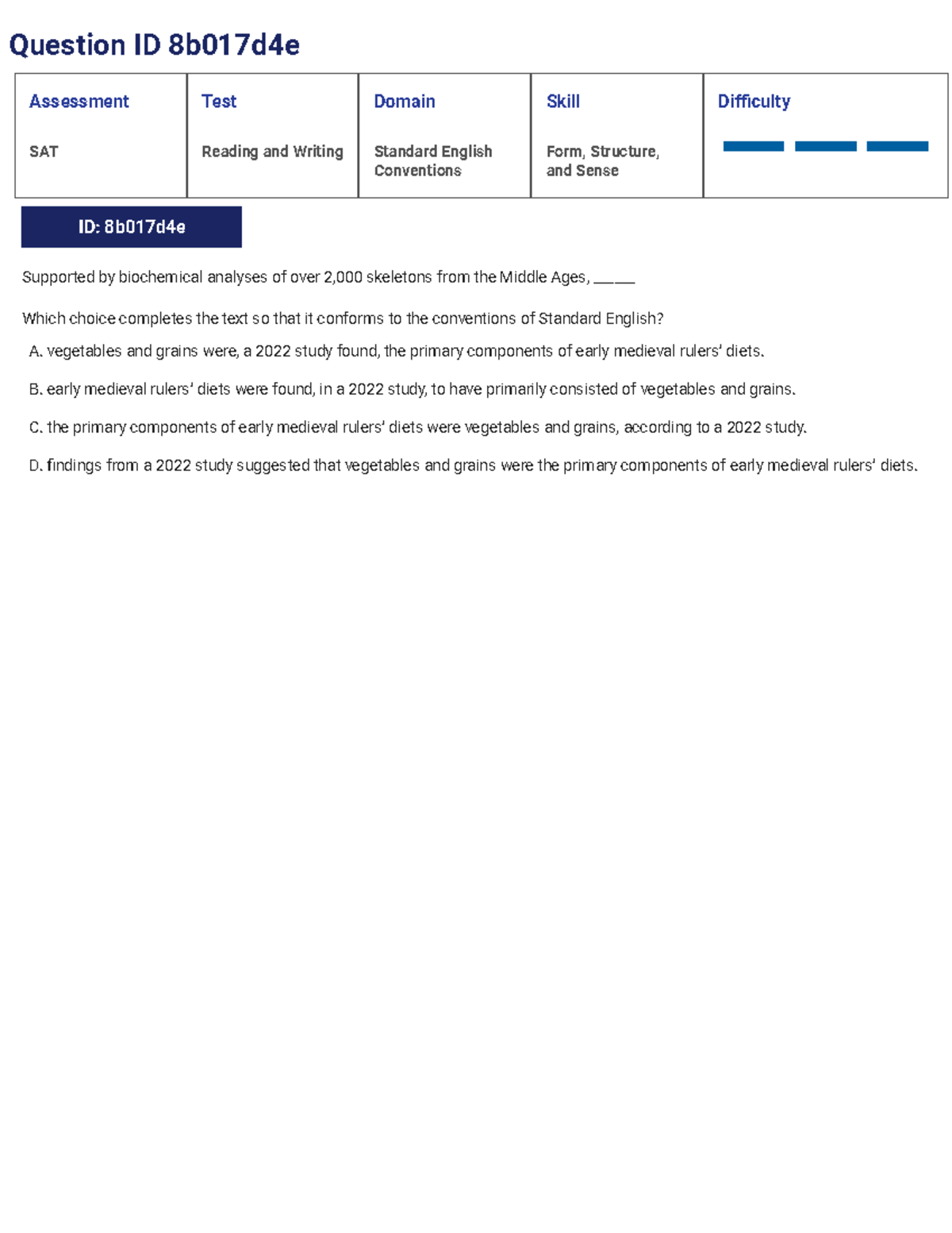 SAT Verbal Assessment Test: Standard English Conventions Practice - Studocu