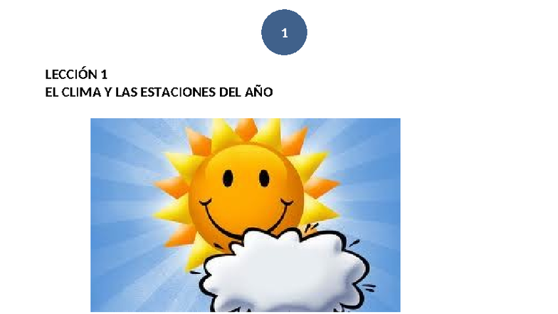Lección 1: El Clima y las Estaciones del Año - Studocu