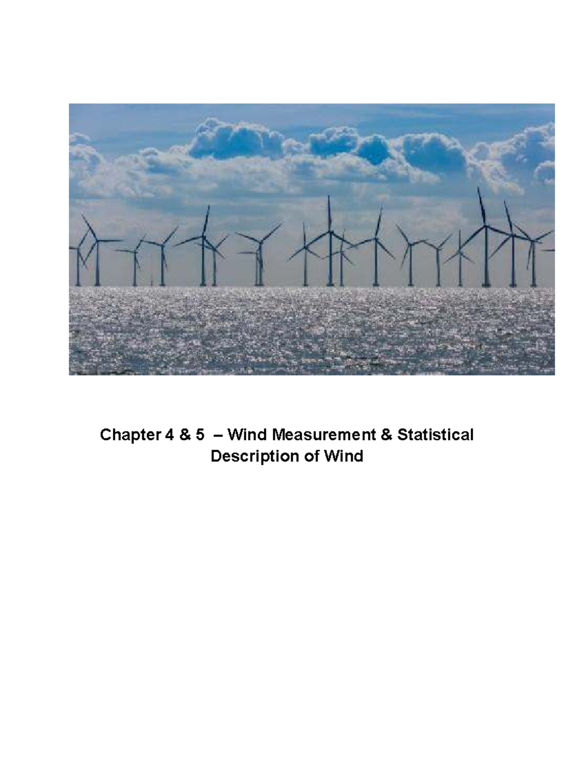 Chapter 4 & 5 - Wind Measurement & Energy Analysis (ENG 101) - Studocu