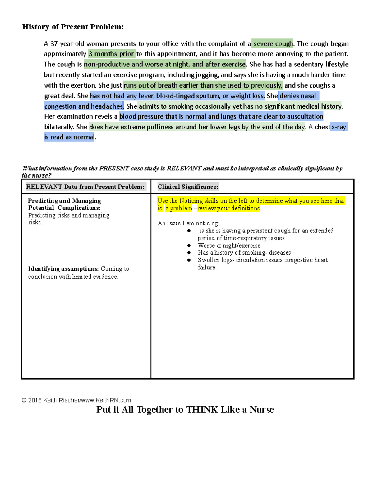 NUR 155 Week 4-case study-student - History of Present Problem: A 37 ...