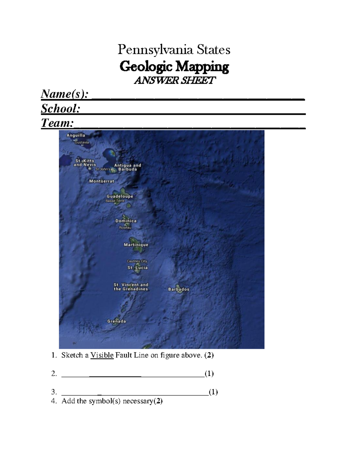 Pennsylvania States 2015 - Geologic Mapping Answer Sheet - Pennsylvania ...