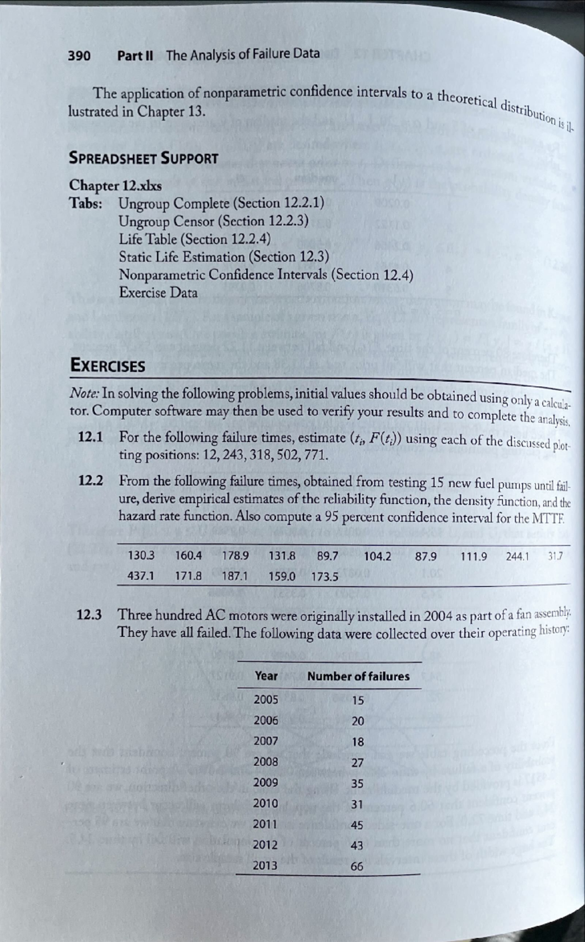 Chapter 12 Exercises: Nonparametric Confidence Intervals & Reliability ...